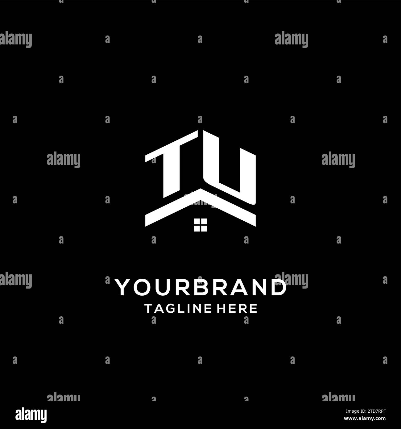 Initial TU logo with abstract home roof, simple and clean real estate ...