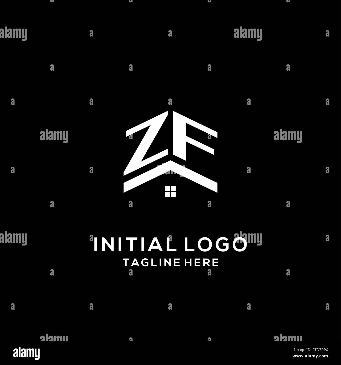 Initial ZF logo with abstract home roof, simple and clean real estate ...