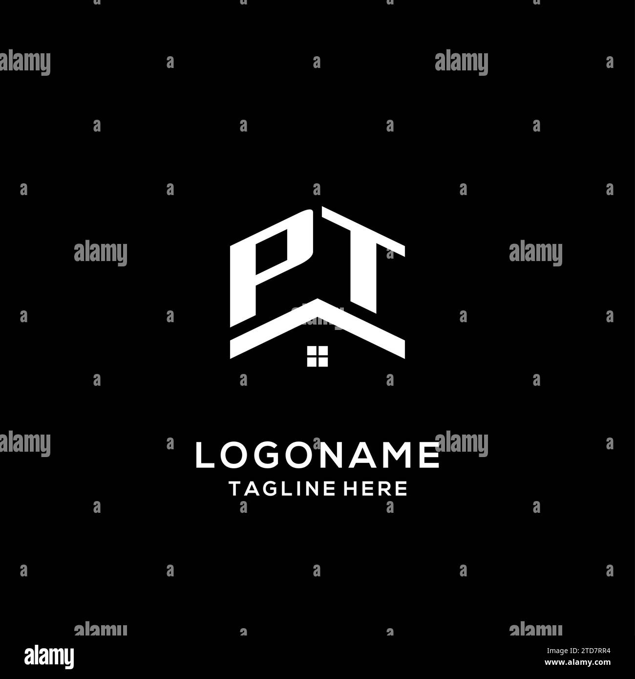 Initial PT logo with abstract home roof, simple and clean real estate ...