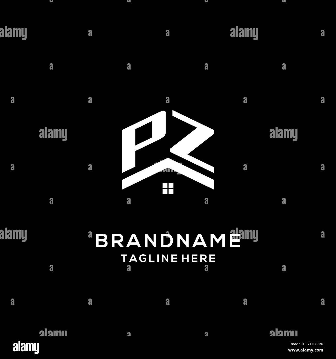 Initial PZ logo with abstract home roof, simple and clean real estate ...