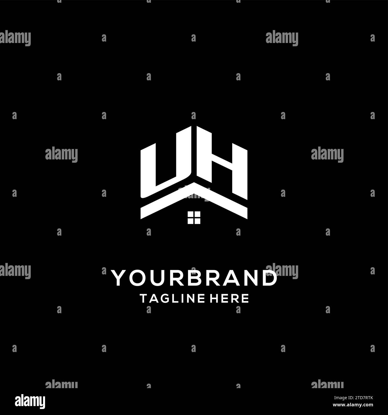 Initial UH logo with abstract home roof, simple and clean real estate ...