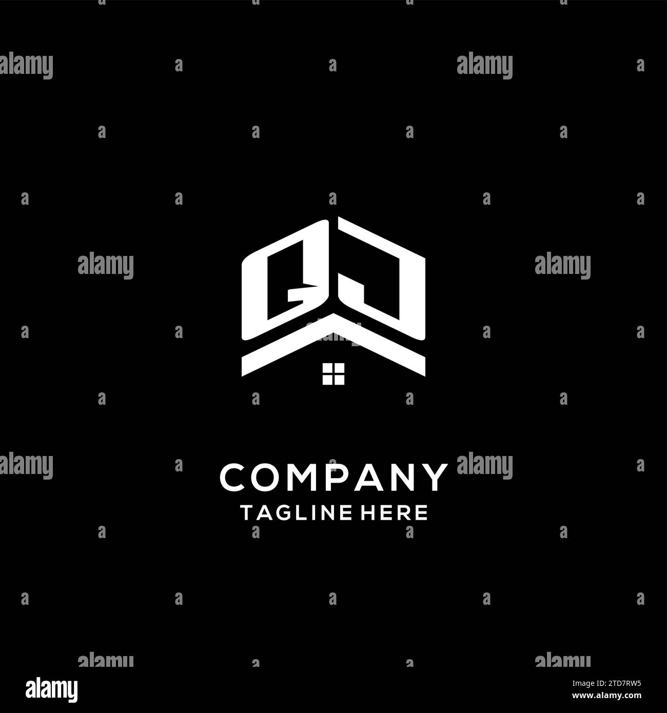 Initial QJ logo with abstract home roof, simple and clean real estate ...