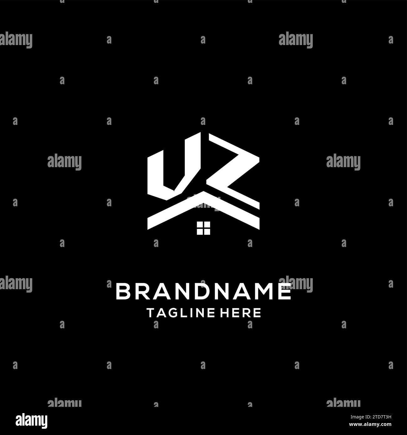 Initial VZ logo with abstract home roof, simple and clean real estate ...