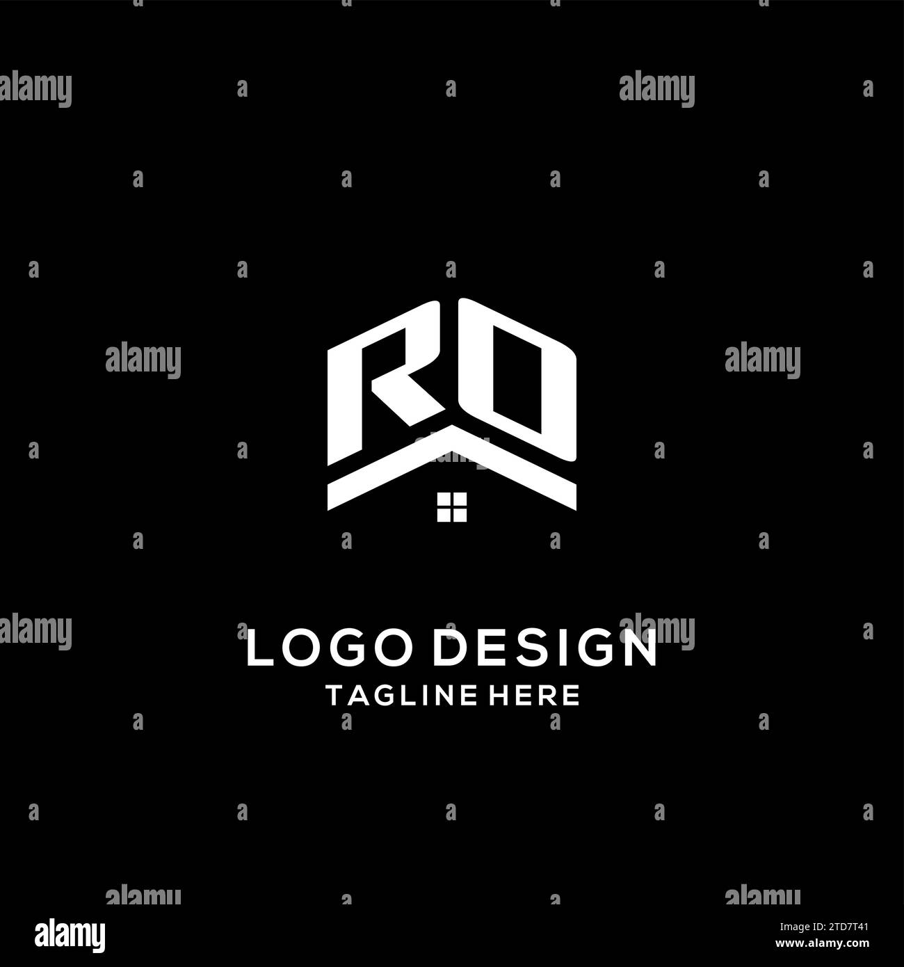 Initial RO logo with abstract home roof, simple and clean real estate ...