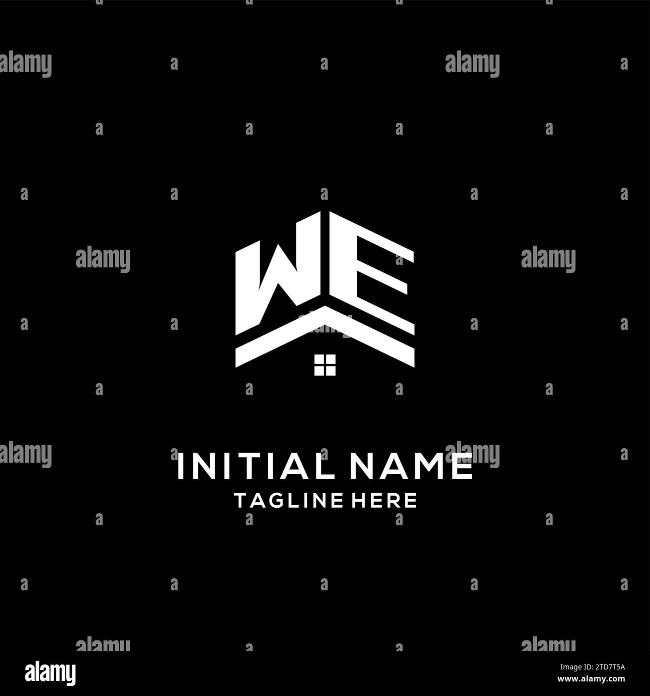 Initial WE logo with abstract home roof, simple and clean real estate ...