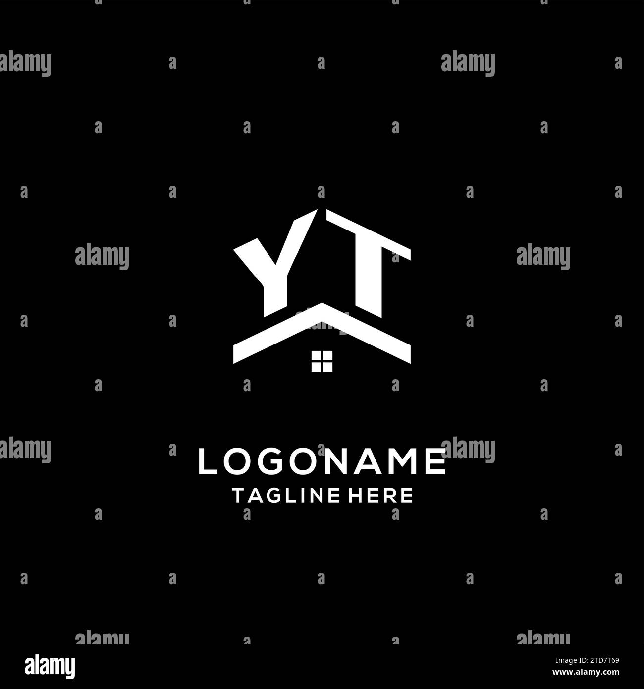 Initial YT logo with abstract home roof, simple and clean real estate ...