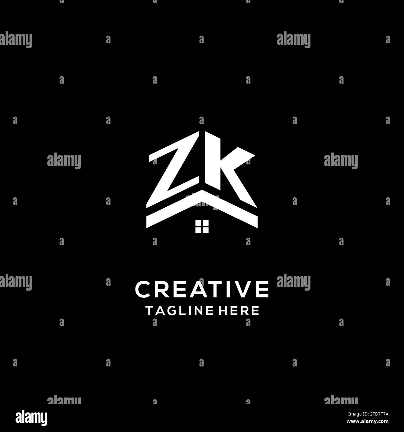 Initial ZK logo with abstract home roof, simple and clean real estate ...