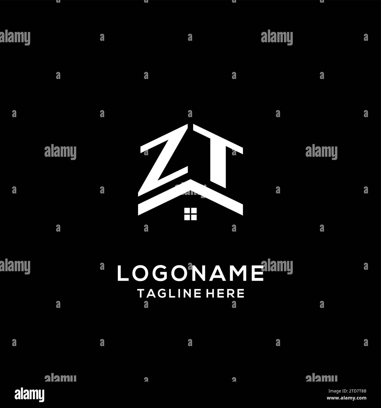 Initial ZT logo with abstract home roof, simple and clean real estate ...