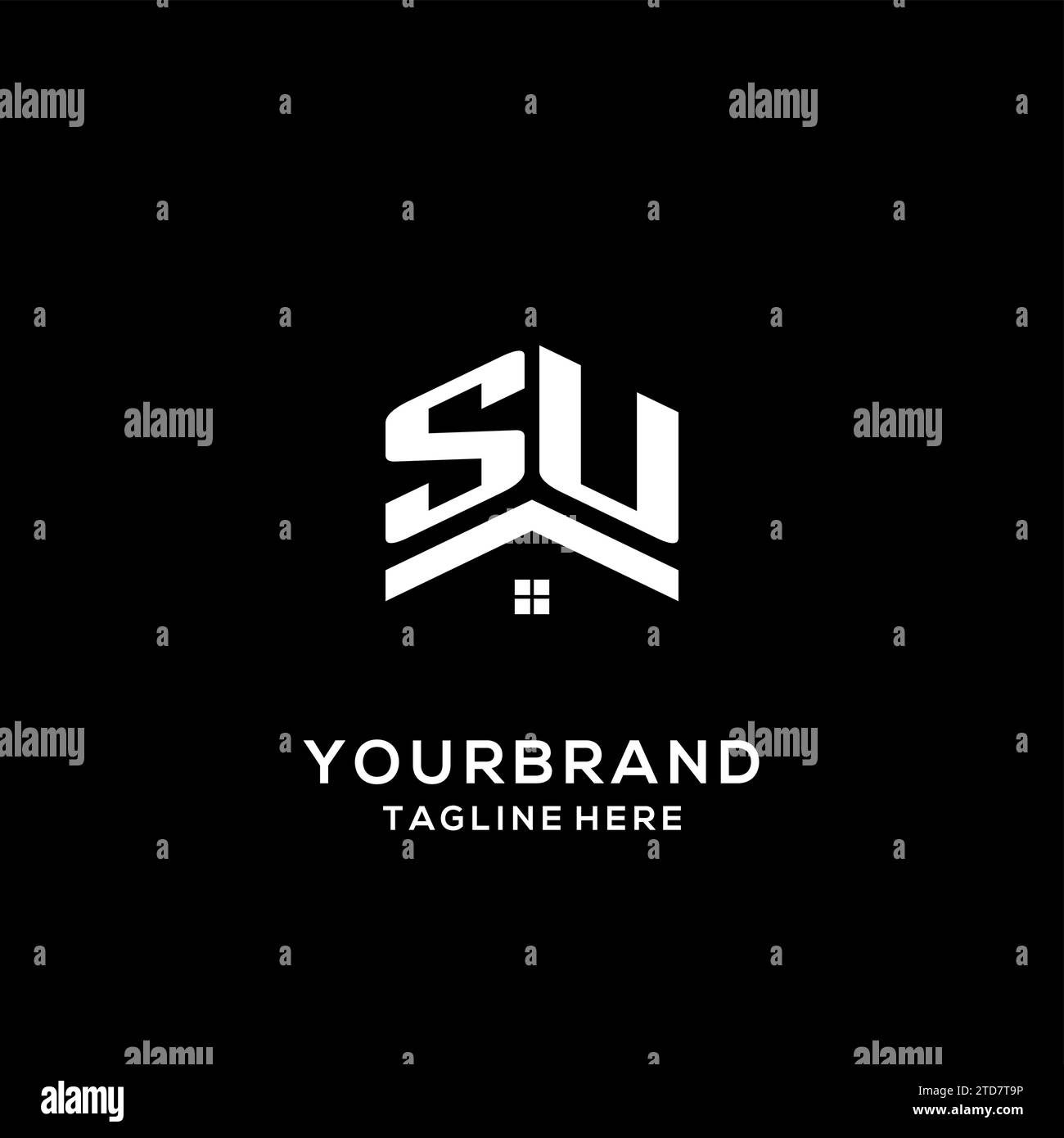 Initial SU logo with abstract home roof, simple and clean real estate ...