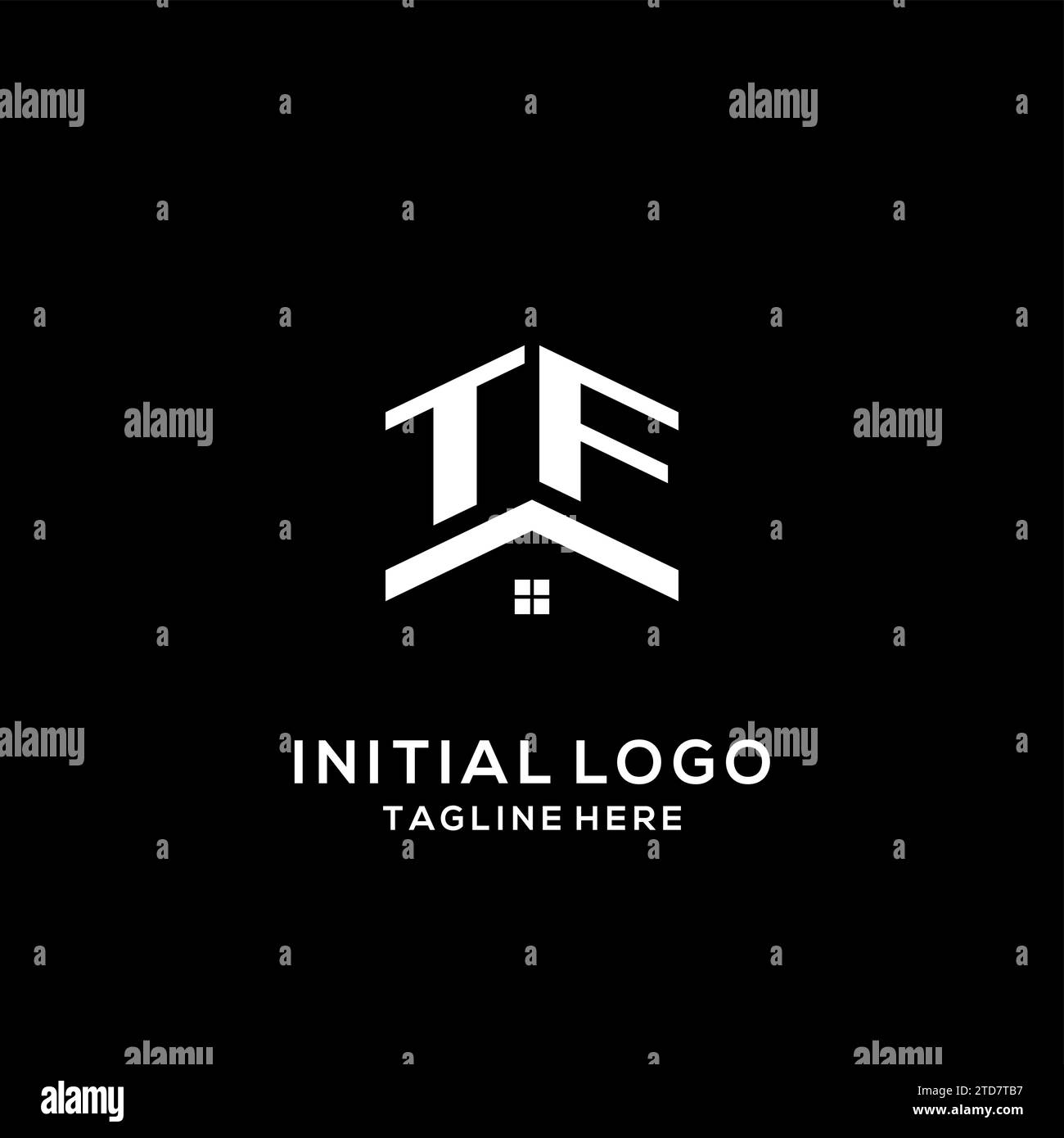 Initial TF logo with abstract home roof, simple and clean real estate ...