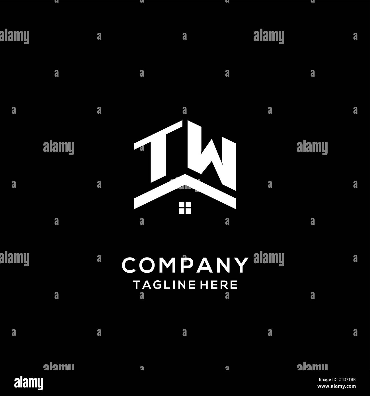 Initial TW logo with abstract home roof, simple and clean real estate ...