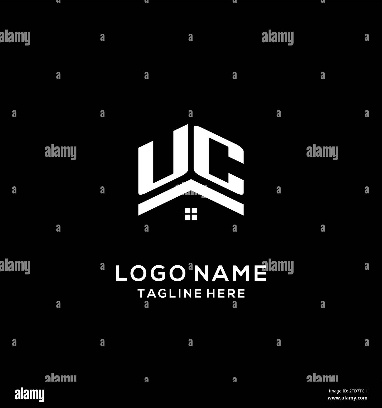 Initial UC logo with abstract home roof, simple and clean real estate ...