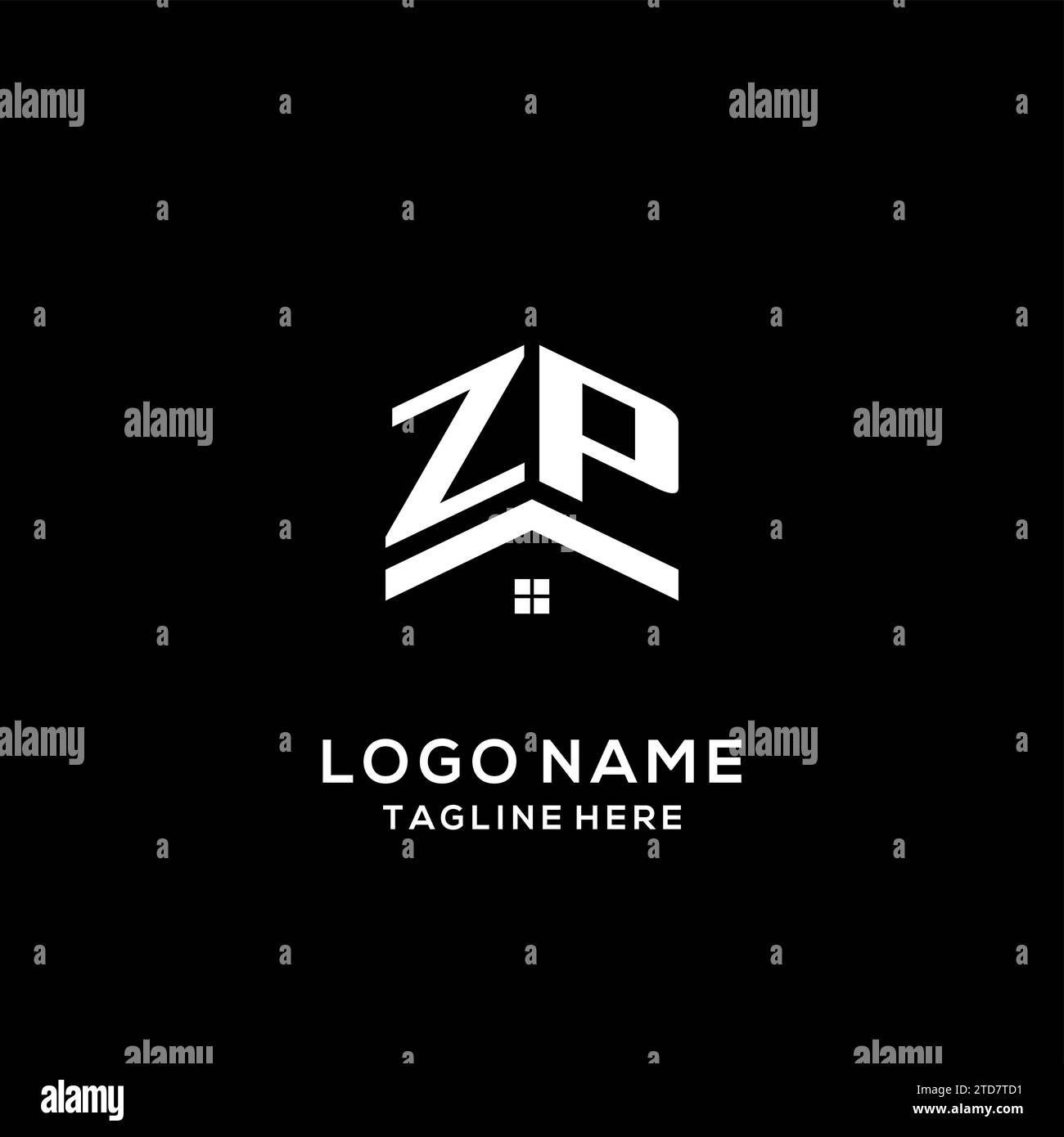Initial ZP logo with abstract home roof, simple and clean real estate ...