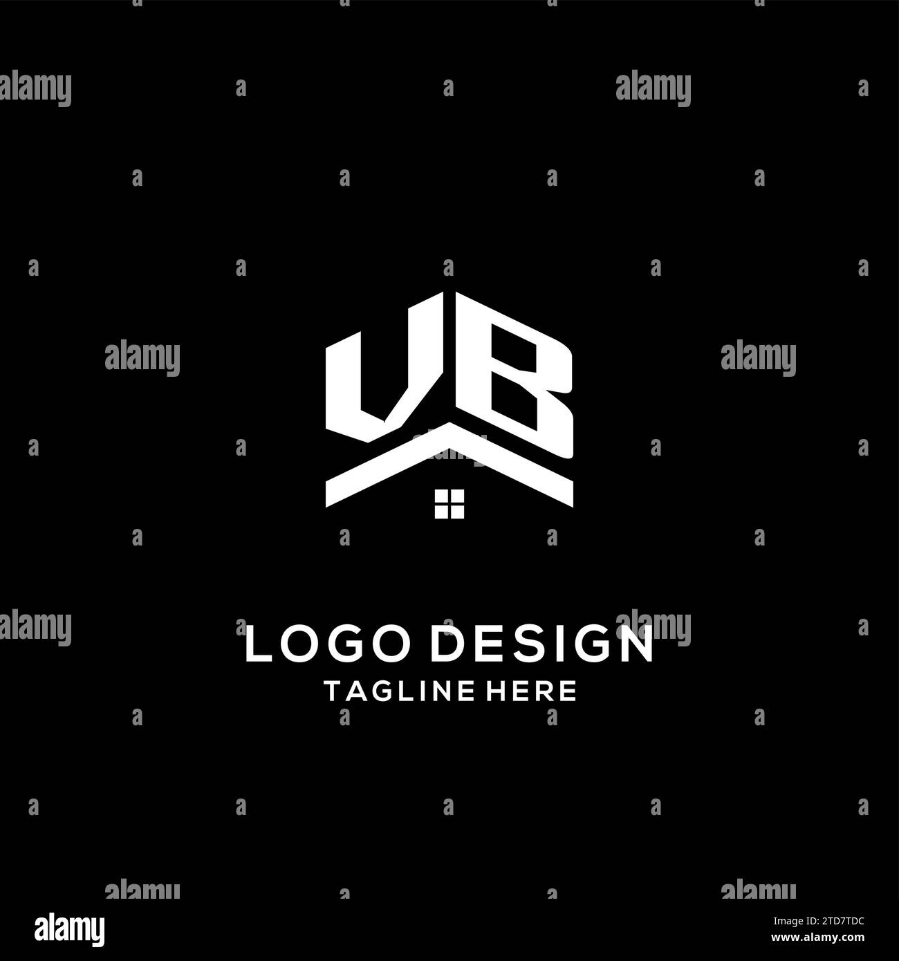 Initial VB logo with abstract home roof, simple and clean real estate ...