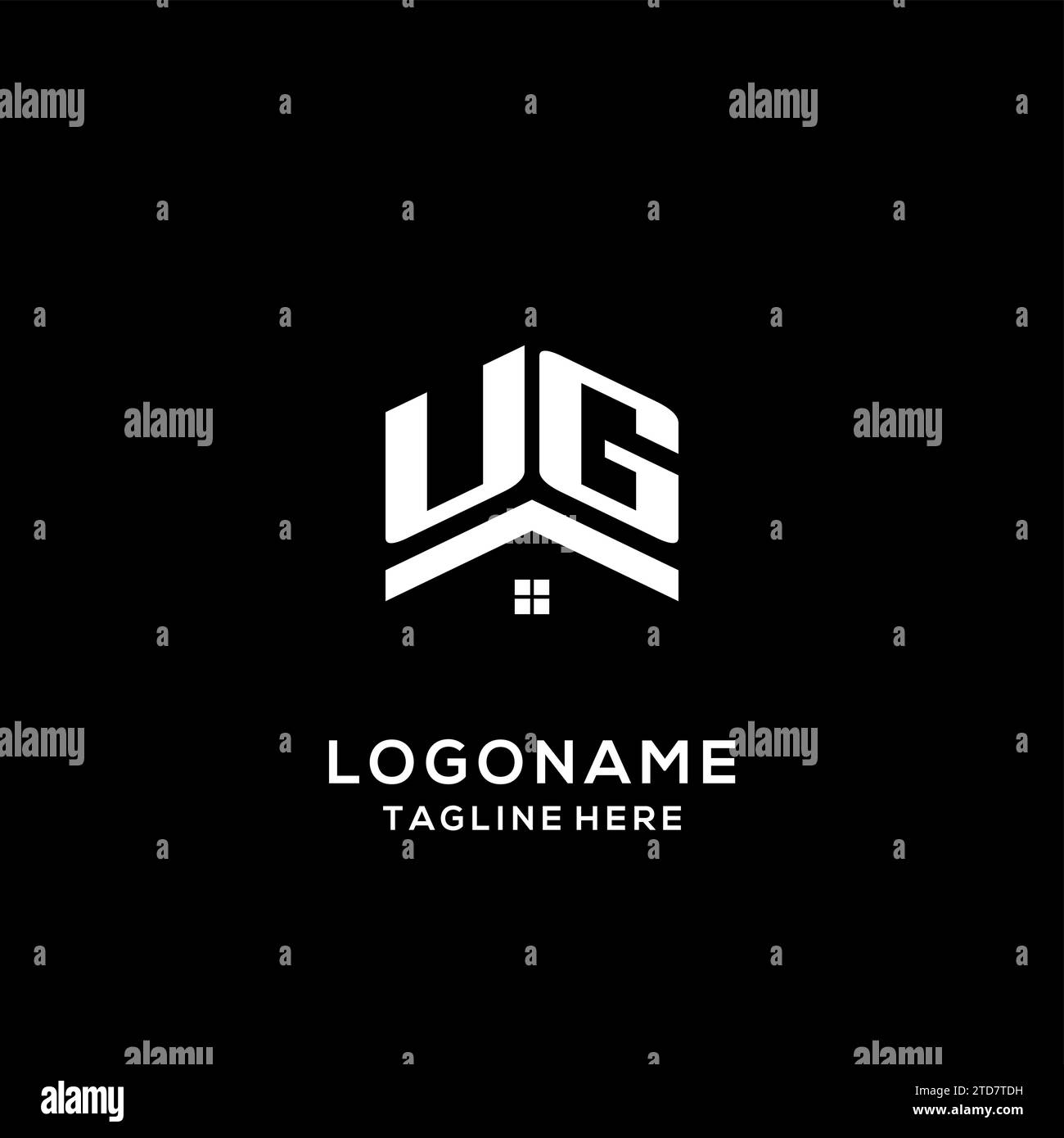 Initial UG logo with abstract home roof, simple and clean real estate ...