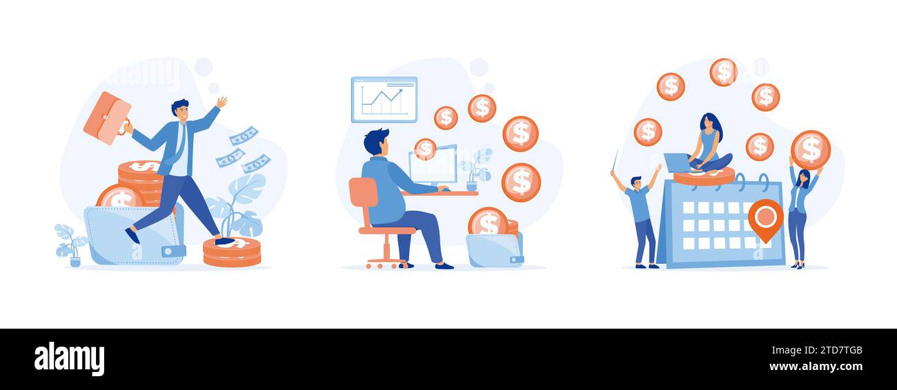 Salary Payment concept. financial wage calculation, annual tax. Showing ...