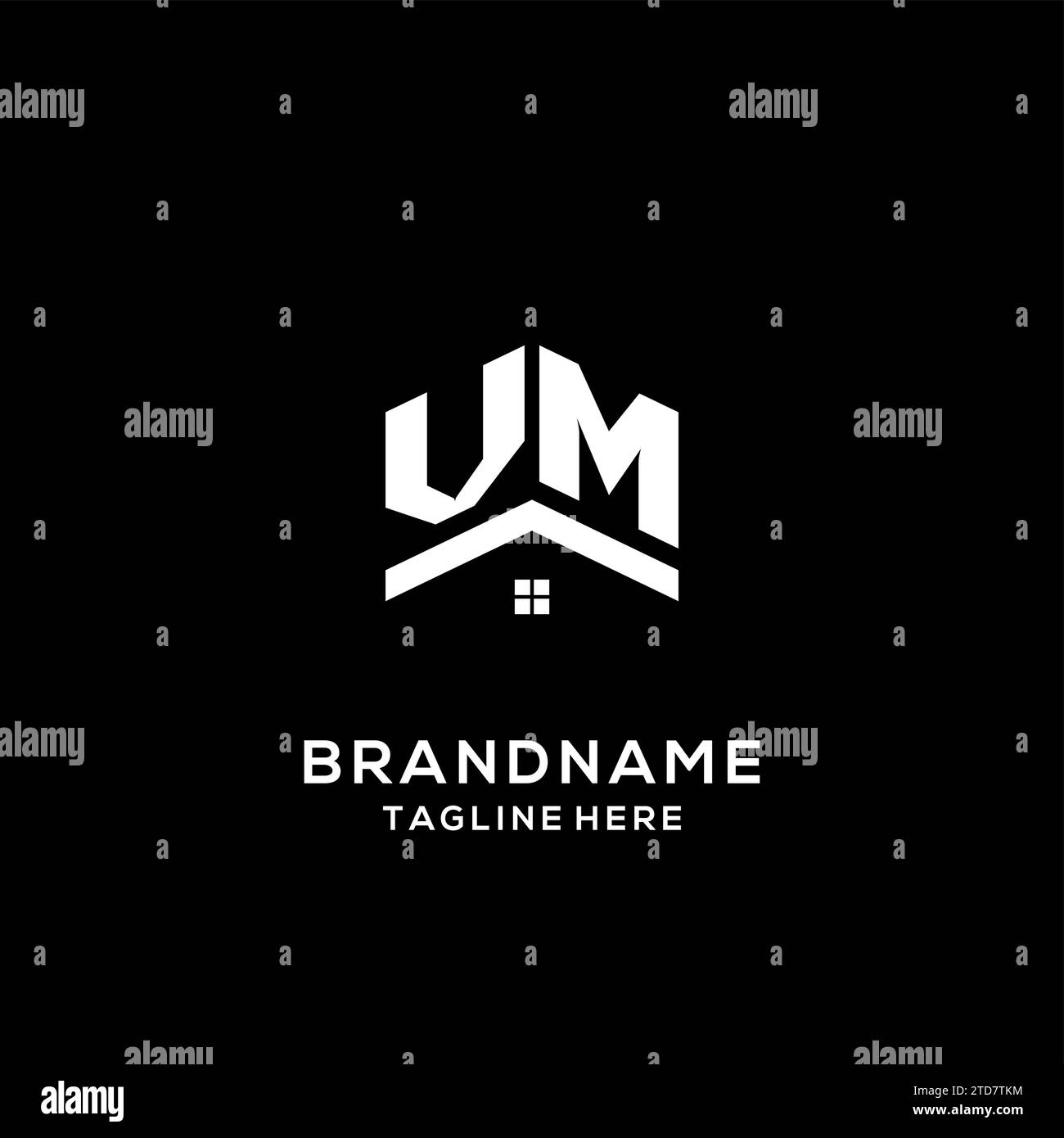 Initial VM logo with abstract home roof, simple and clean real estate ...