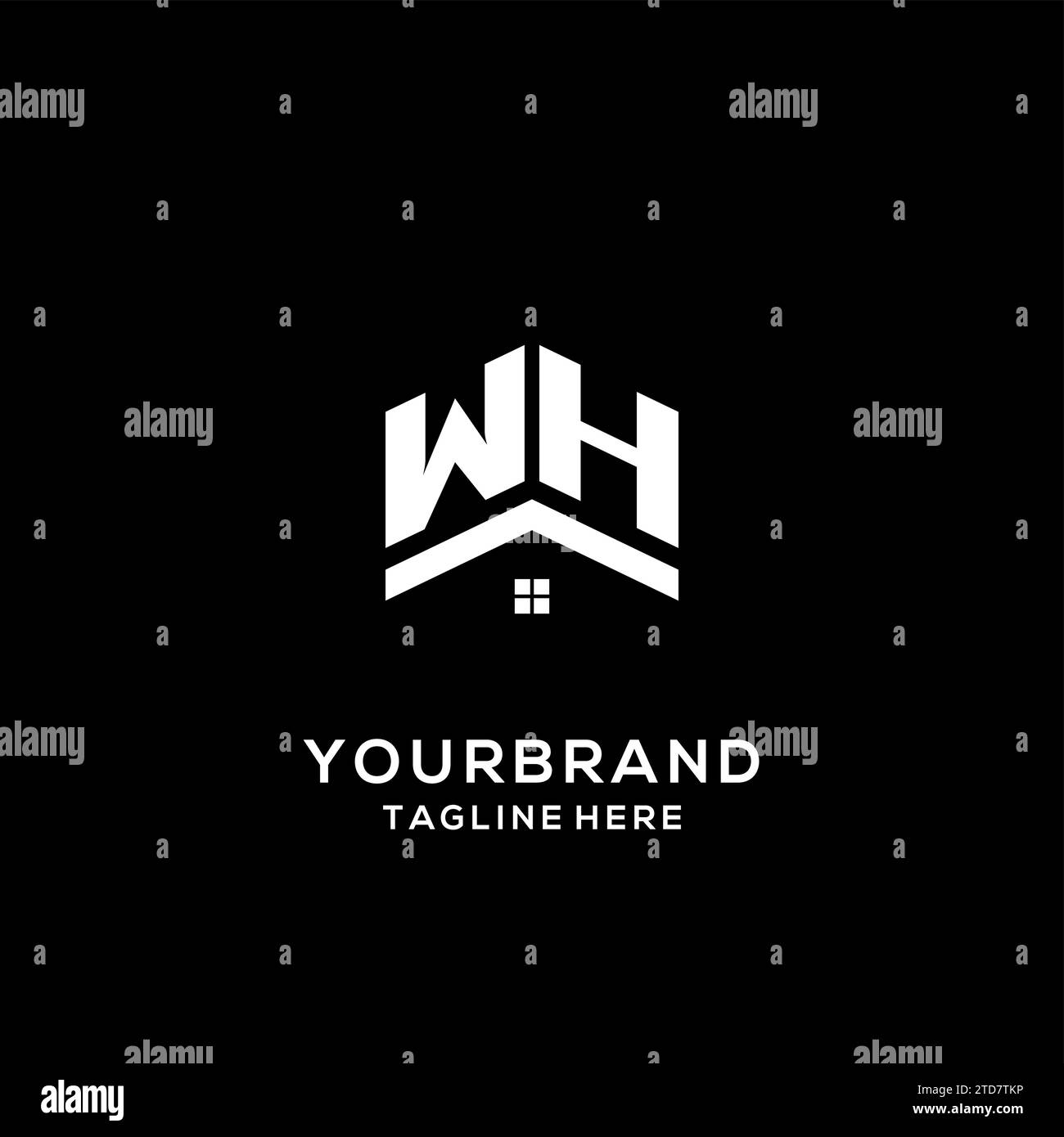 Initial WH logo with abstract home roof, simple and clean real estate ...
