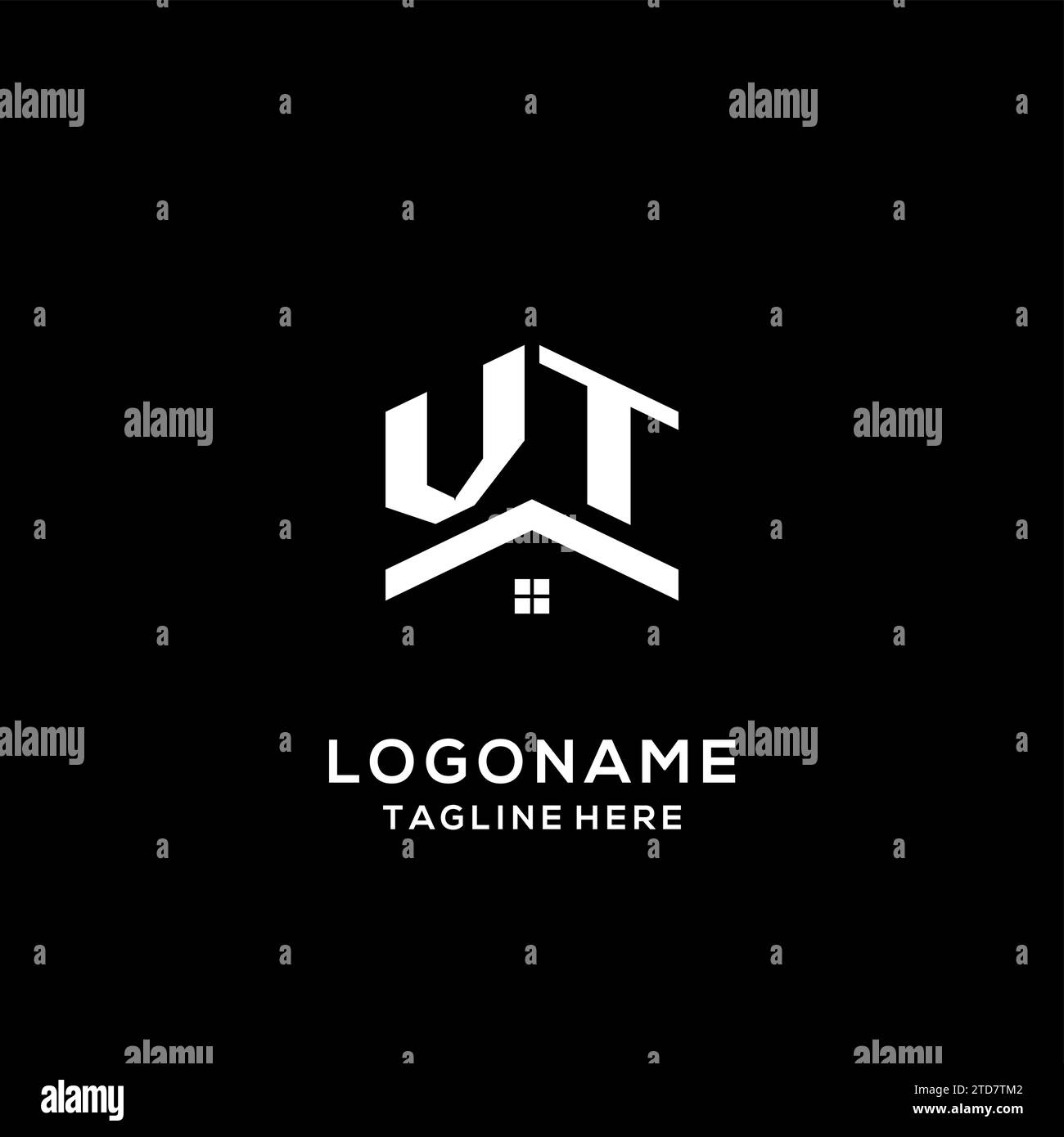 Initial VT logo with abstract home roof, simple and clean real estate ...