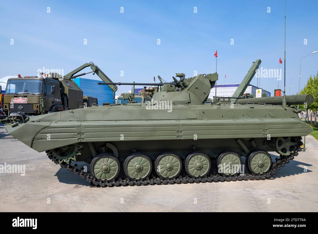 MOSCOW REGION, RUSSIA - AUGUST 18, 2022: Infantry fighting vehicle of the BMP-1AM Basurmanin on ...