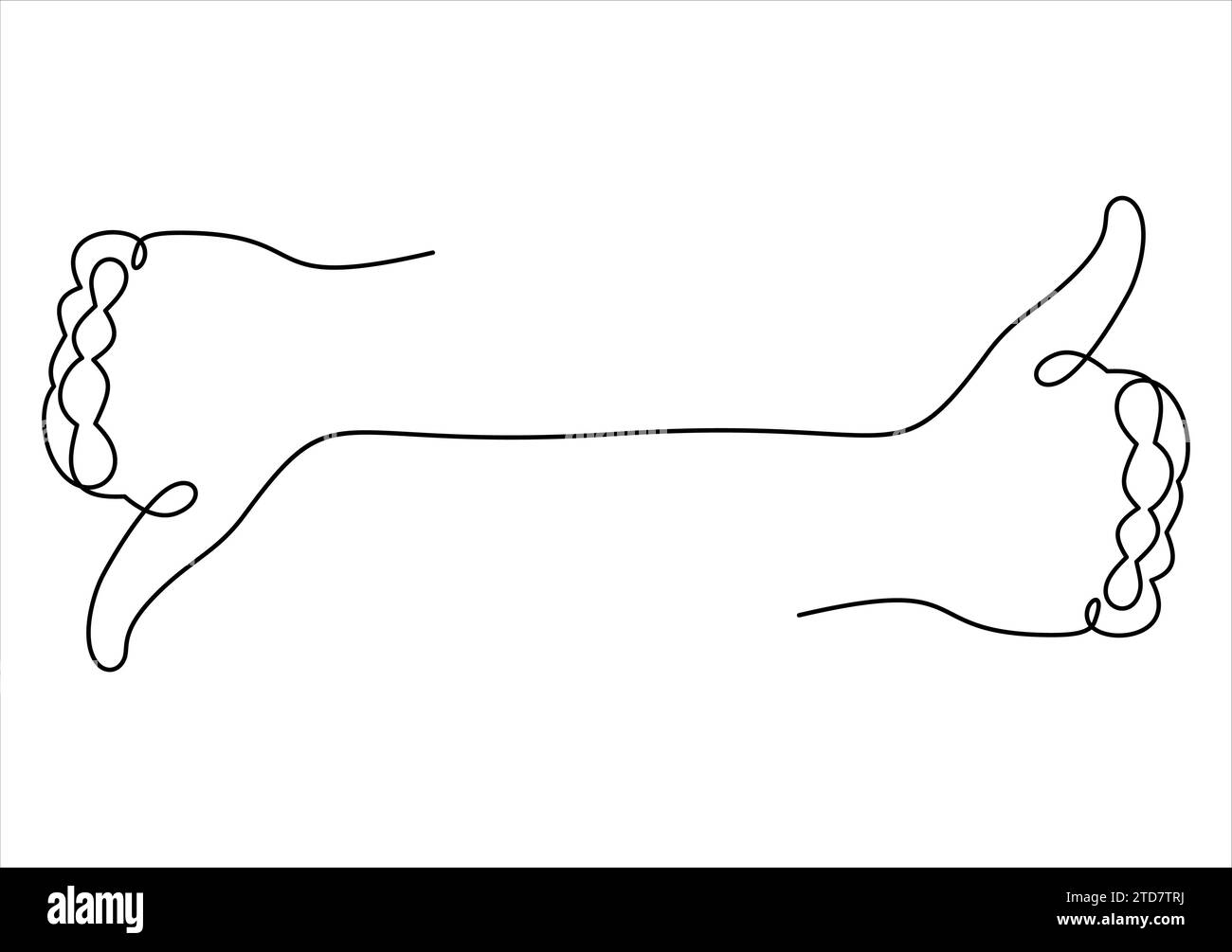 One line drawing of hands with thumbs up and thumbs down. Good and bad ...