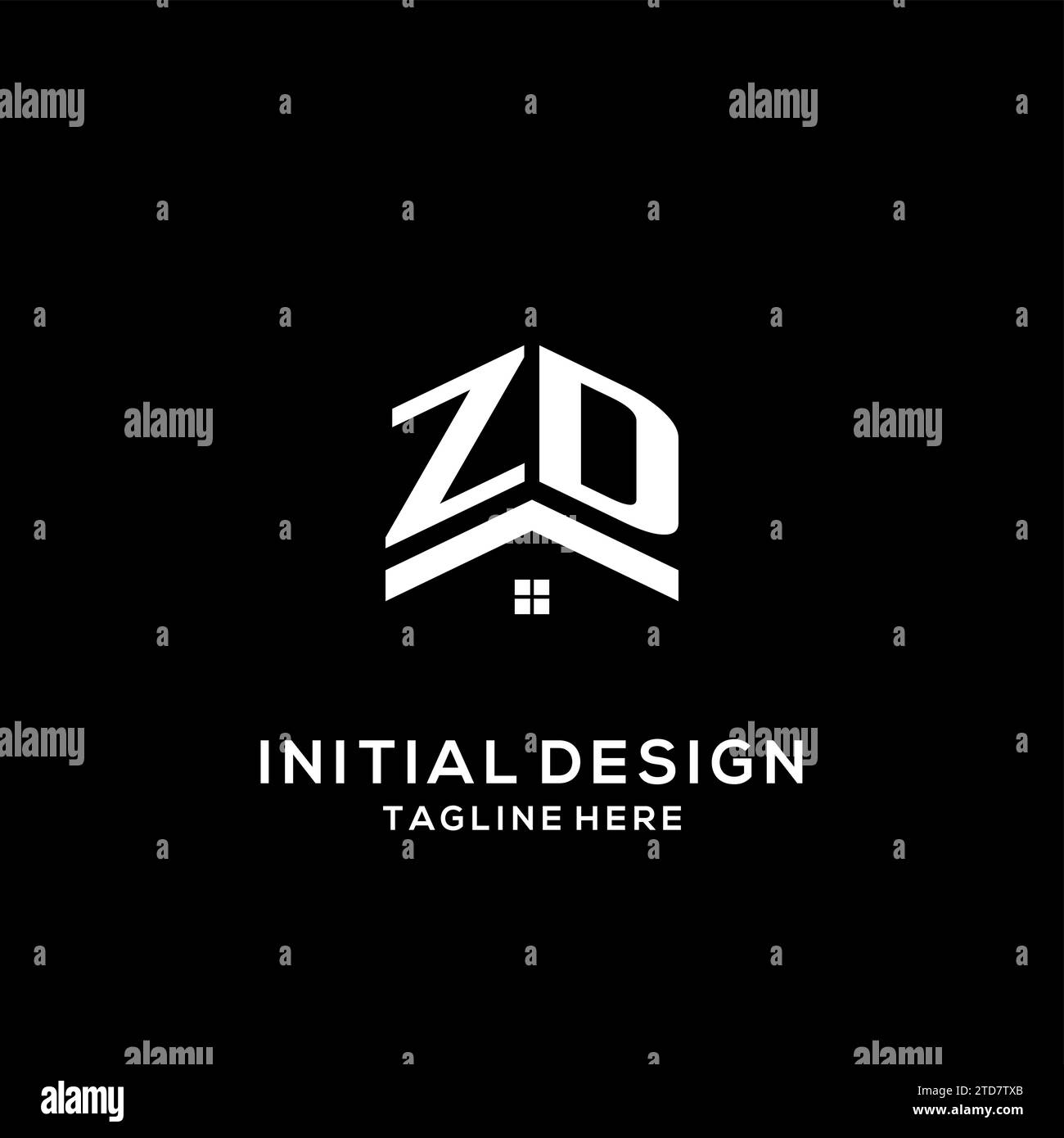 Initial ZD logo with abstract home roof, simple and clean real estate ...