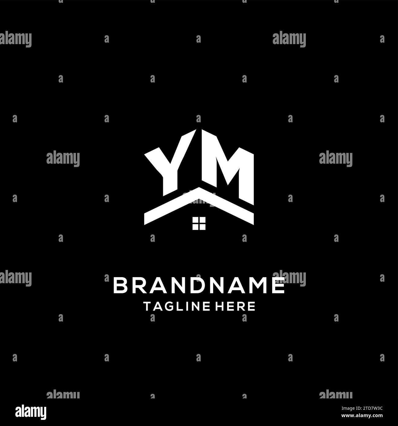 Initial YM logo with abstract home roof, simple and clean real estate ...