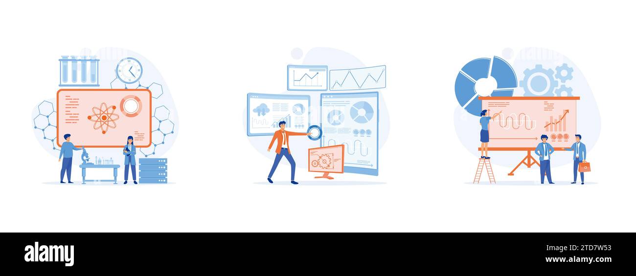 Data Scientist, looking and interacting with virtual dashboard to ...