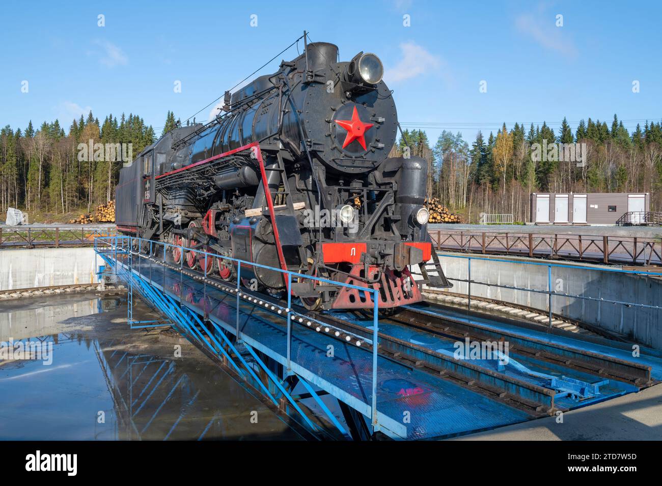 RUSKEALA, RUSSIA - OCTOBER 06, 2023: Steam locomotive L-5164 ( L series ...