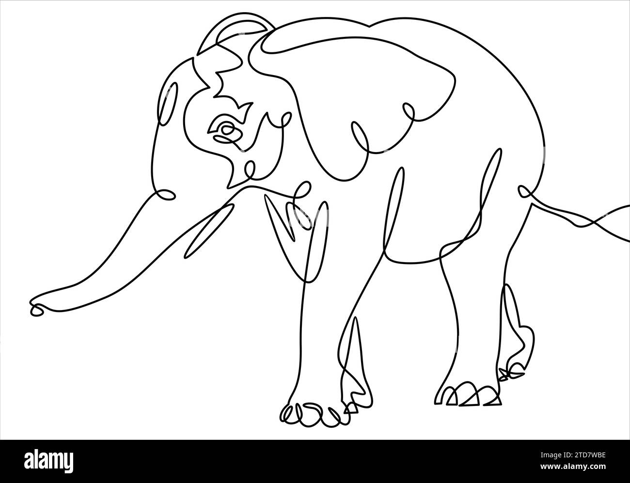 continuous line drawing of elephants wildlife vector illustration Stock ...