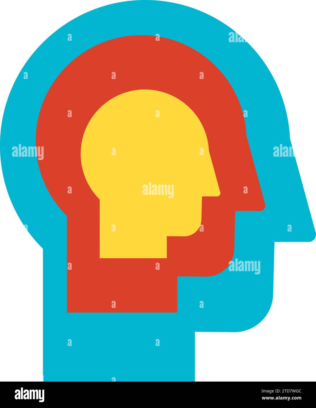 Human heads side view built into each other, multi level hierarchy ...