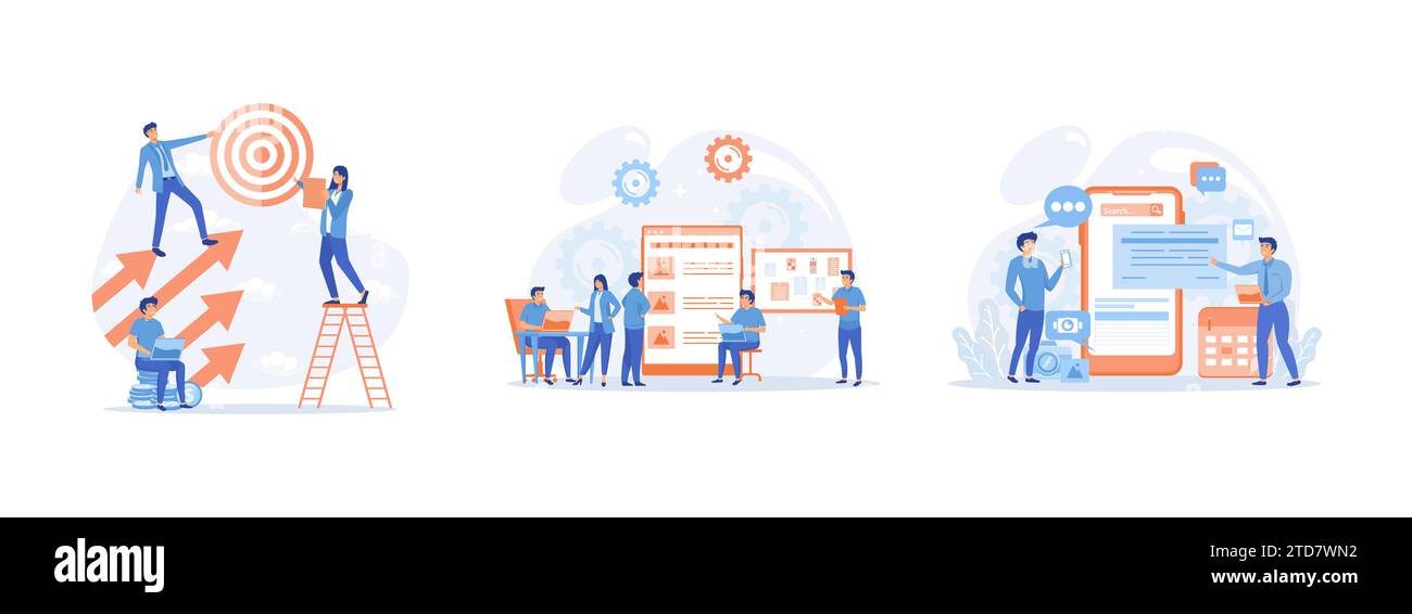 Business development and career growth, business team working, digital ...