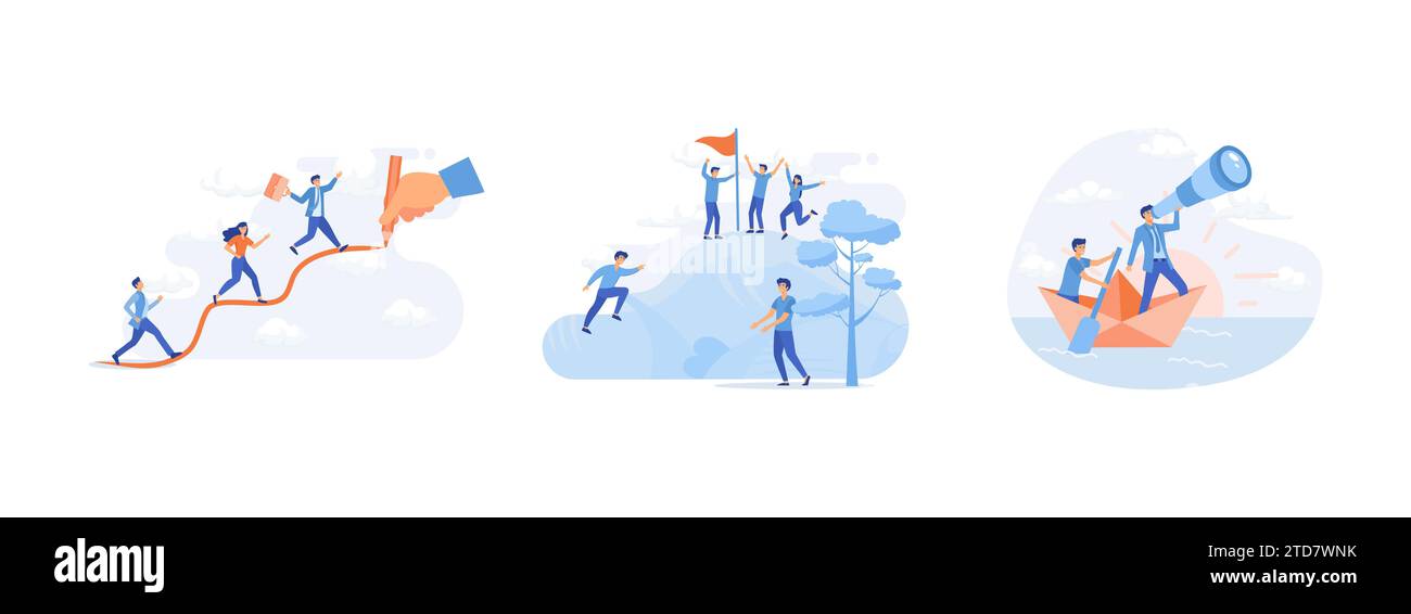 Business people walking up on increase chart line. Leadership and ...