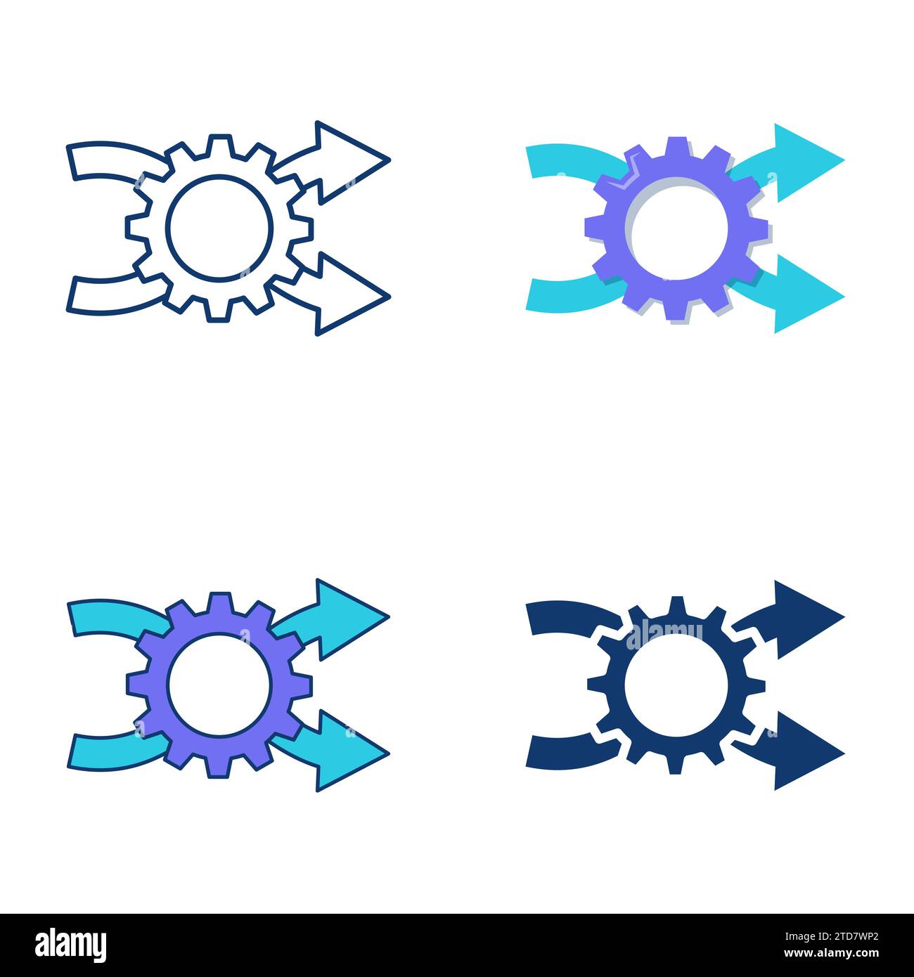 System Flexibility Icon Set In Flat And Line Style Adaptability Agile Technology Vector