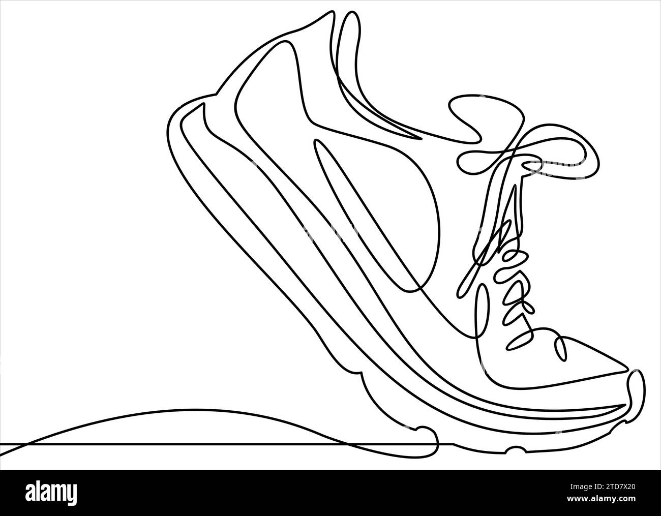 Vector illustration of sneakers. Sports shoes in a line style. Continuous one line Stock Vector ...