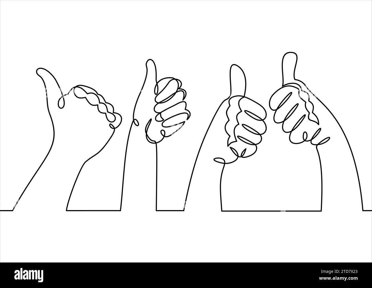 Single line drawing of thumbs up. Business group continuous line draw ...