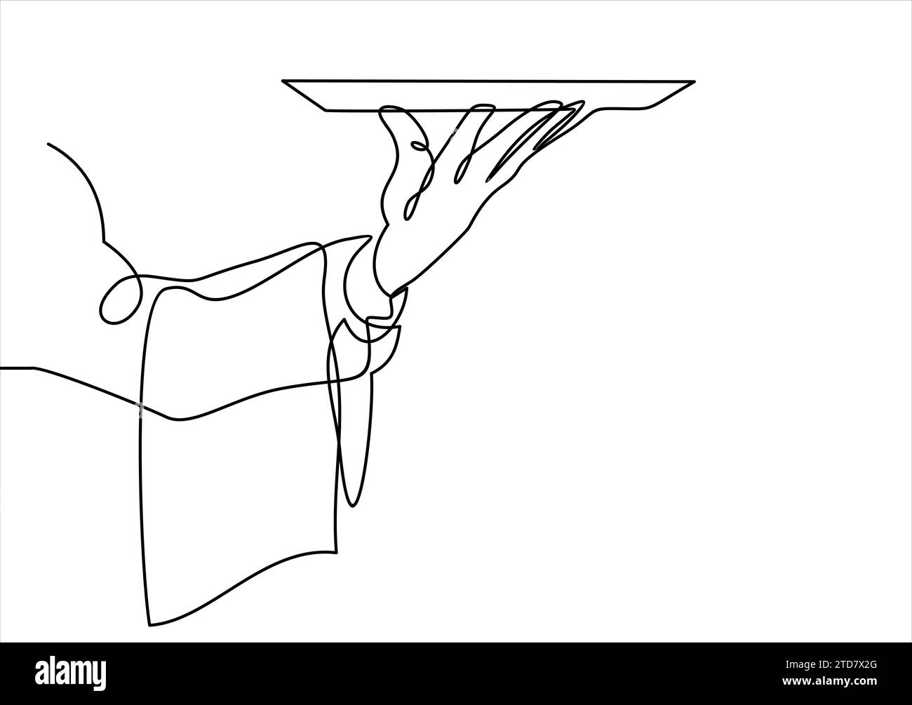 Hand Serving Tray of Food-continuous line drawing Stock Vector Image ...