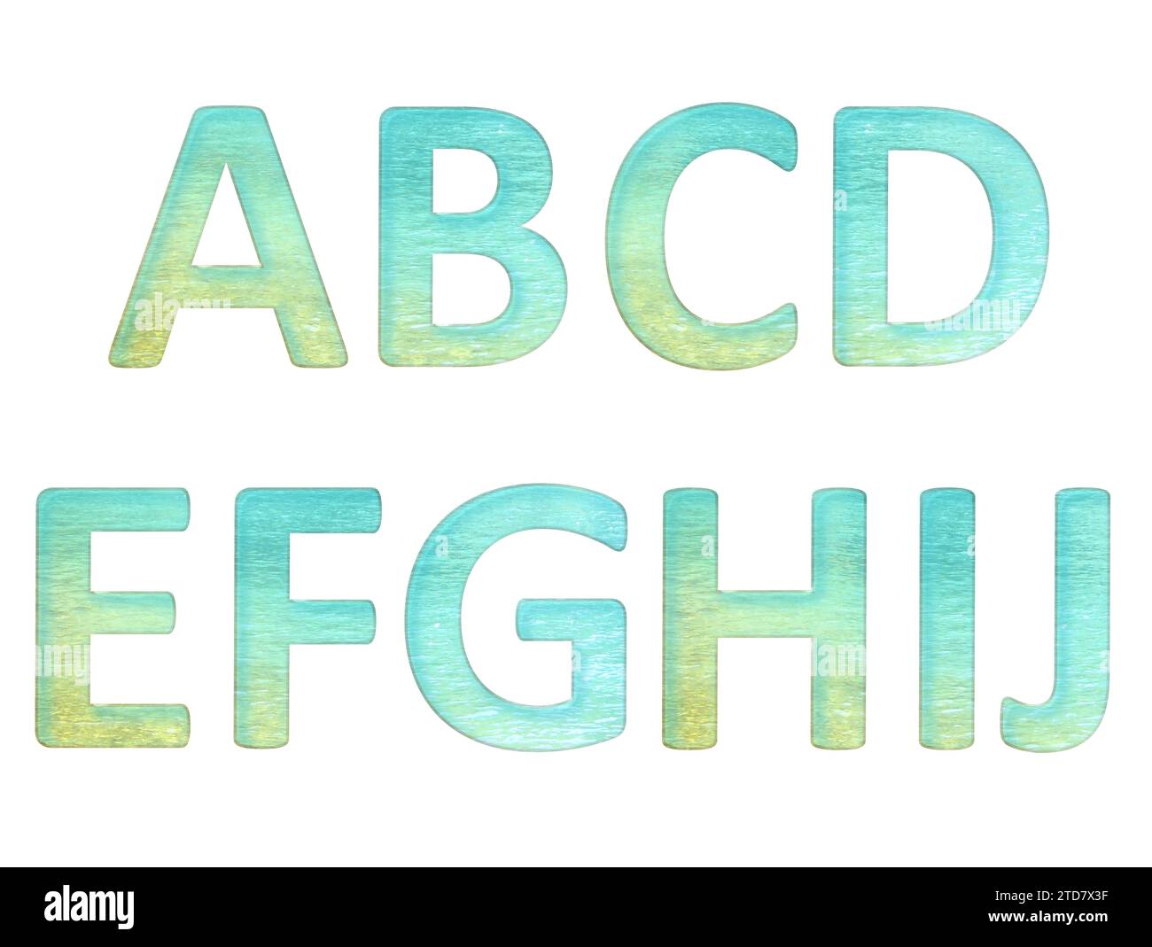 alphabet of golden turquoise teal bright glittering water cyan letters ...
