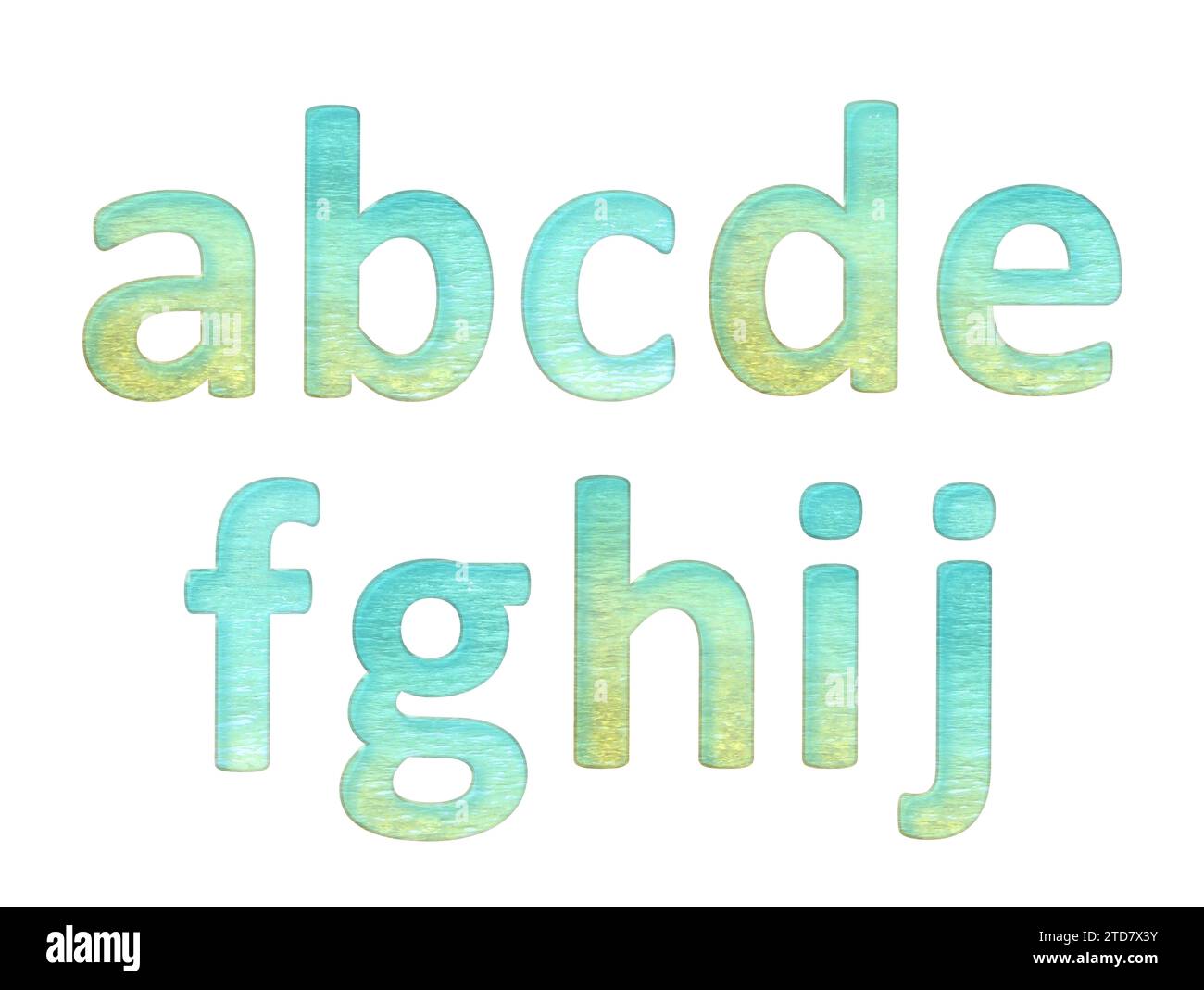 alphabet of golden turquoise teal bright glittering water cyan letters ...