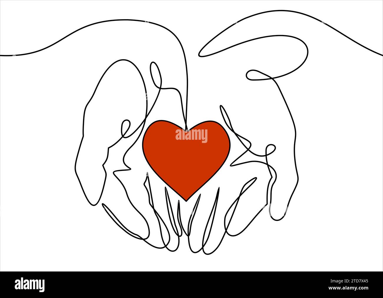 One continuous line drawing of hand holding heart Stock Vector Image ...