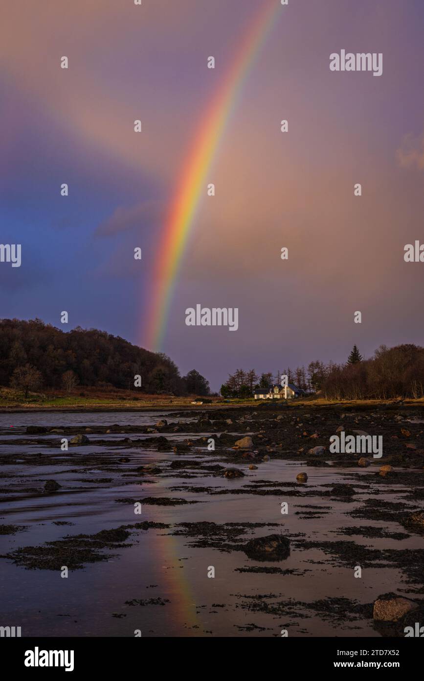 Reflections of a Rainbow at Appin on the west coast of Scotland Stock ...