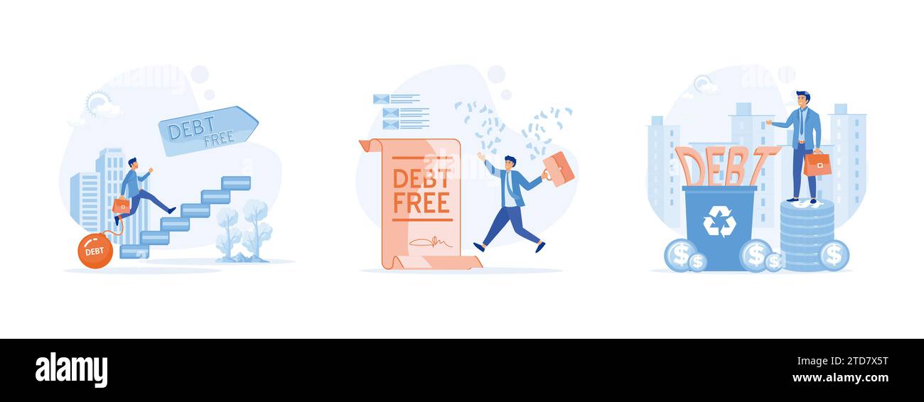 Debt Free concept. Businessman with debt free letter. Businessman no ...