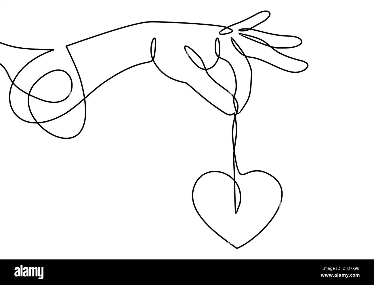One continuous line drawing of hand holding heart Stock Vector Image ...