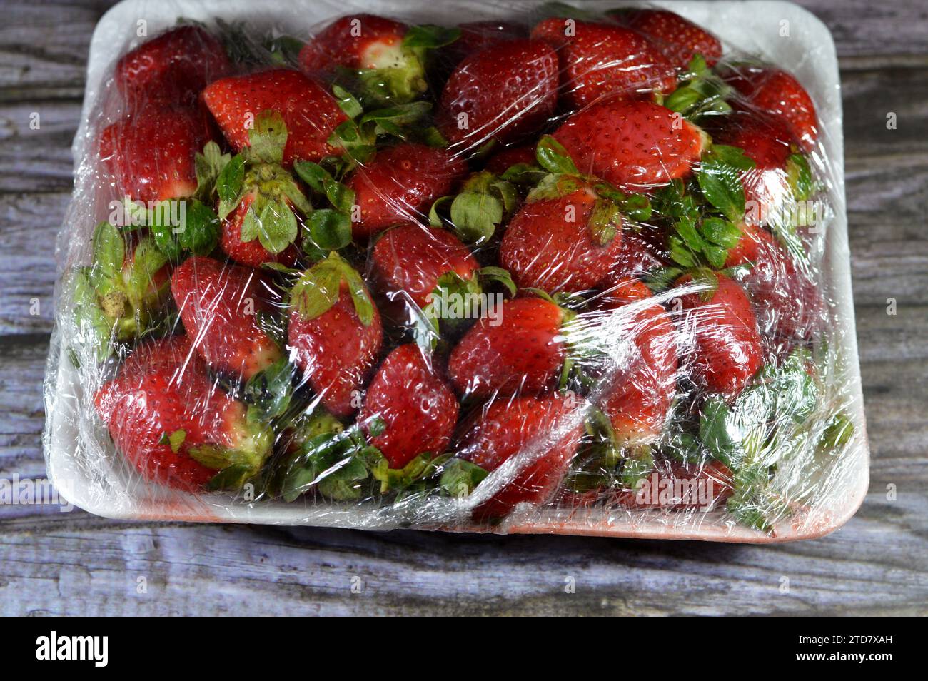 Pile of fresh strawberries fruit, the garden strawberry is a widely ...