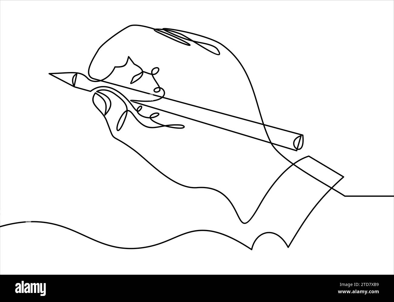 continuous line drawing of hand drawing line with pencil.vector illustration Stock Vector Image ...