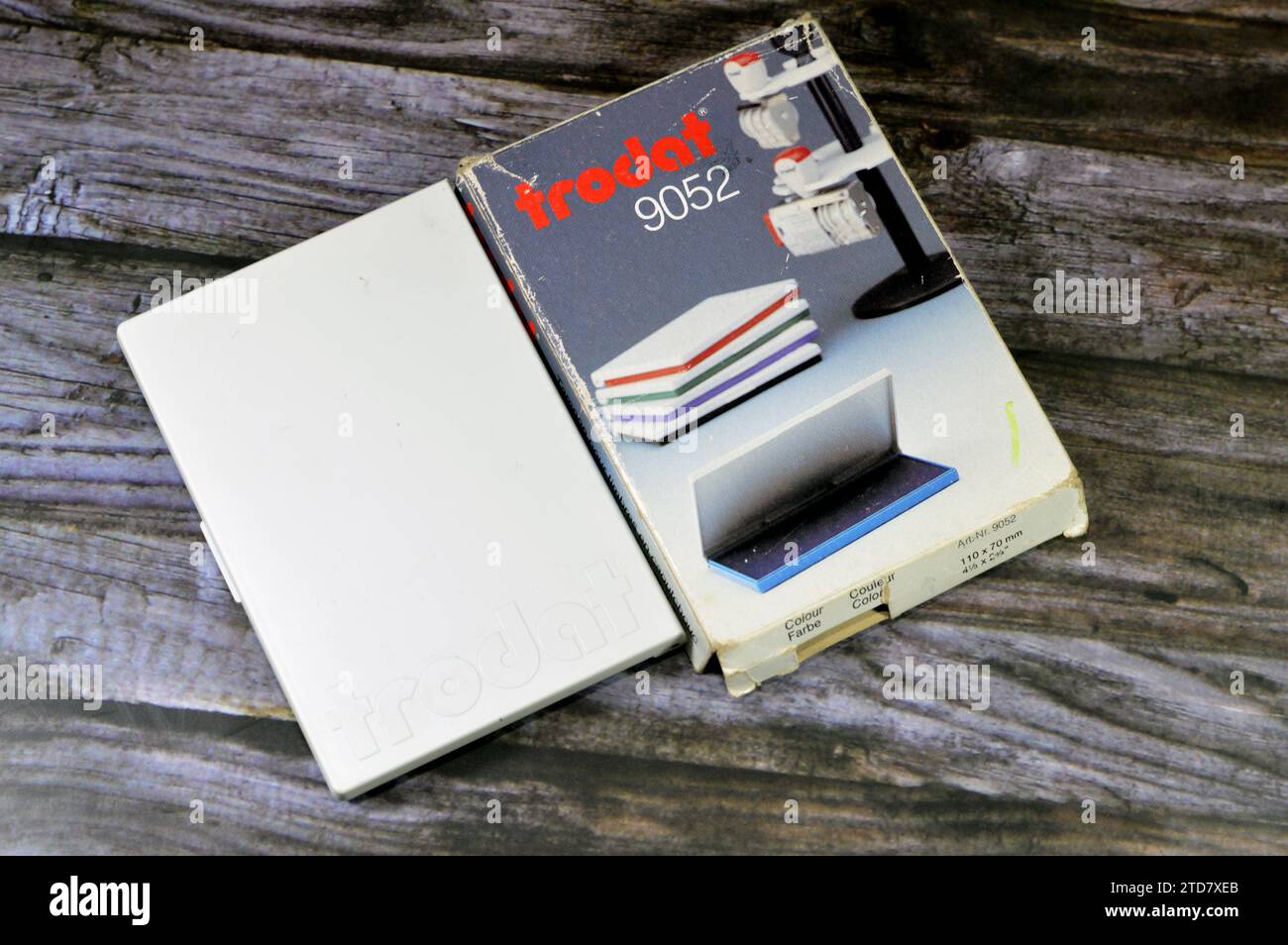 Cairo, Egypt, December 6 2023: Old Trodat stamp pad 9052, black for ...