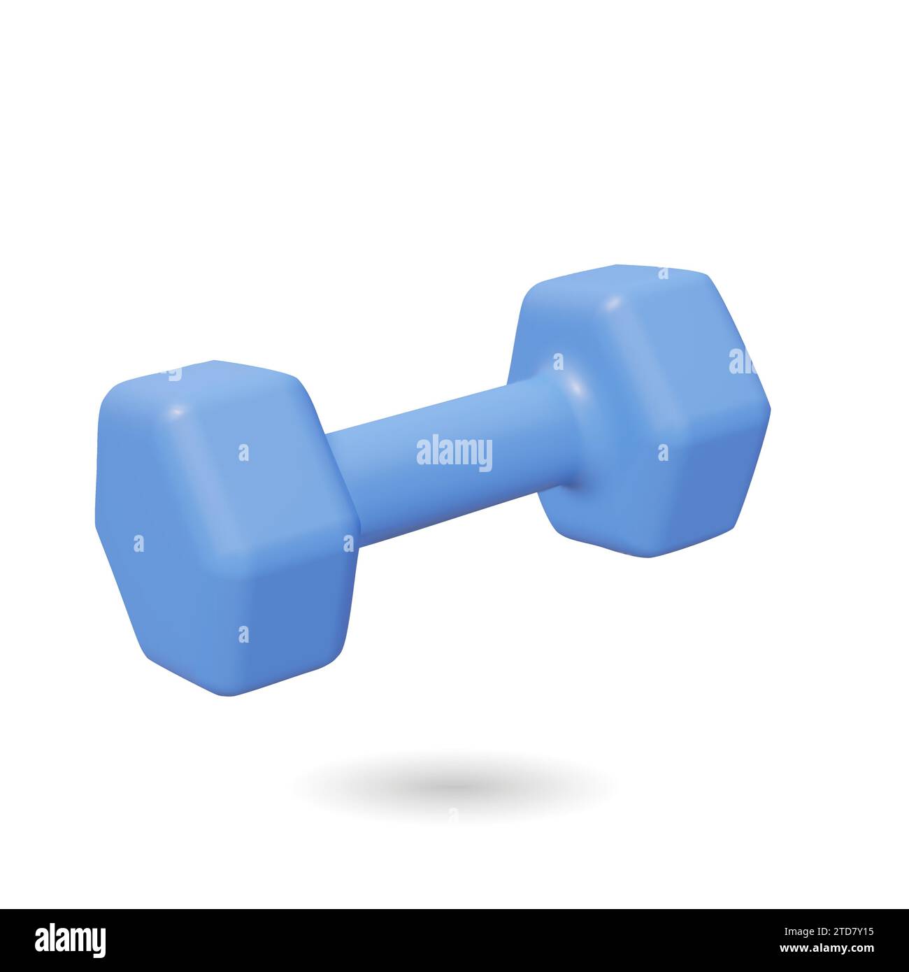 3d realistic blue dumbbell isolated on white background. Vector illustration. Fitness equipment ...