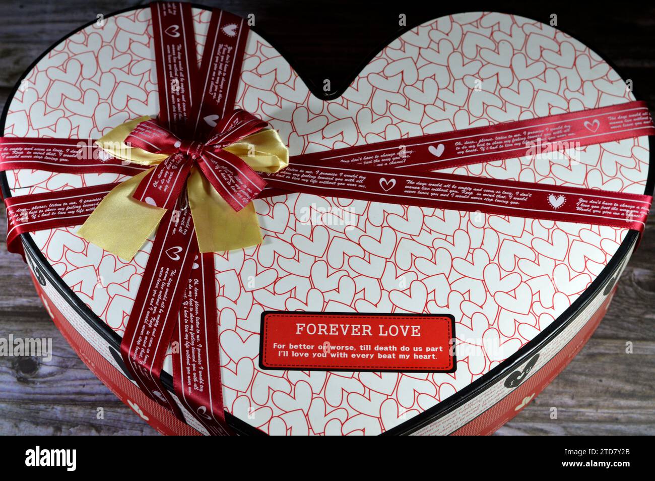 Heart shaped red and white box for gifts and presents packaging, with ...