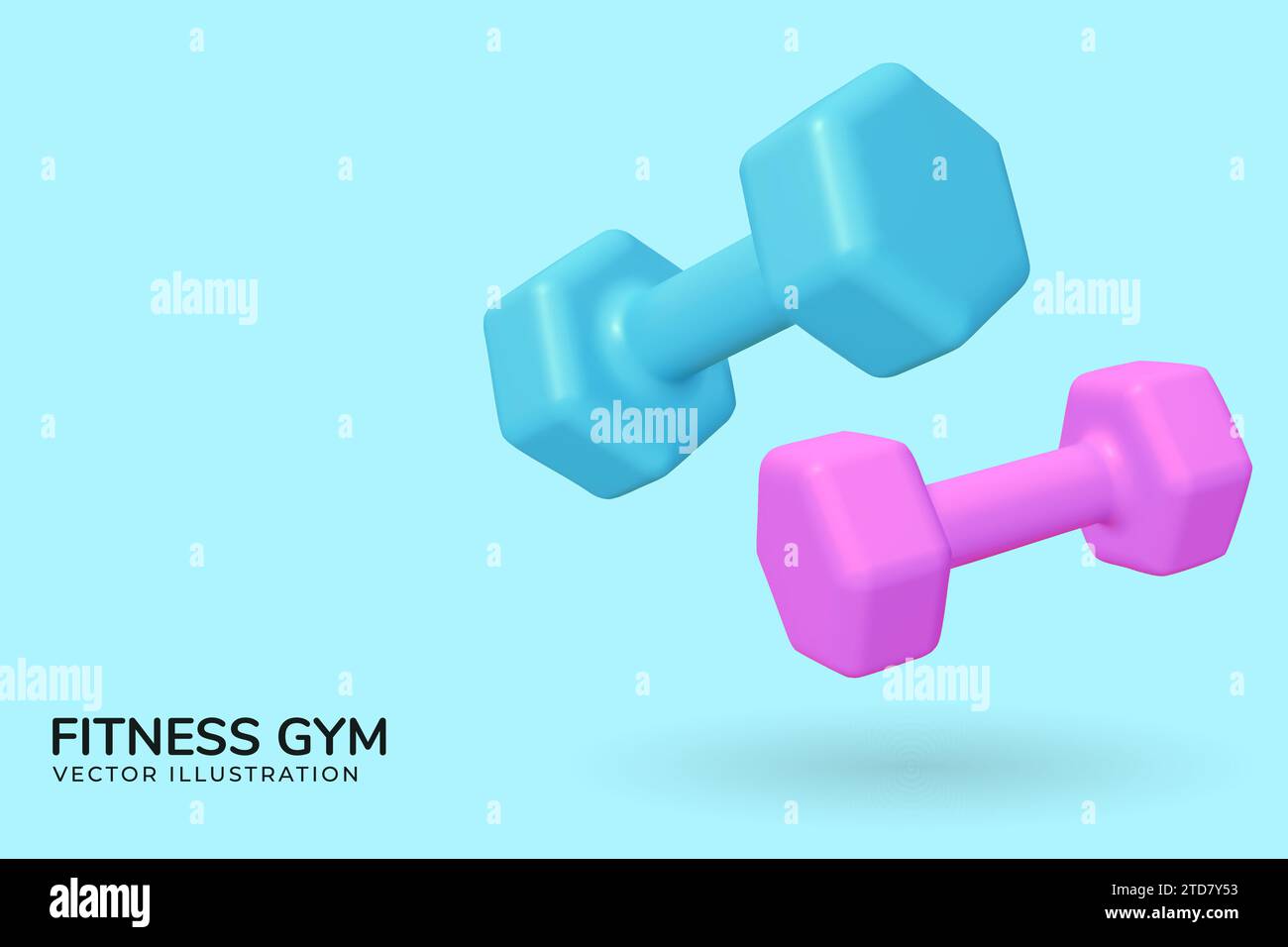 Fitness gym poster with 3d realistic dumbbell. Vector illustration ...