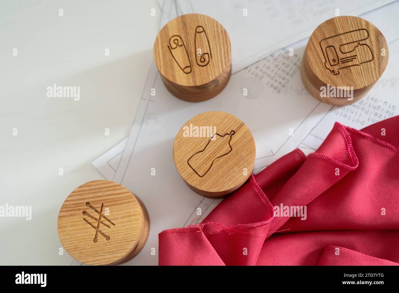 Sewing background with unfinished dress Stock Photo - Alamy